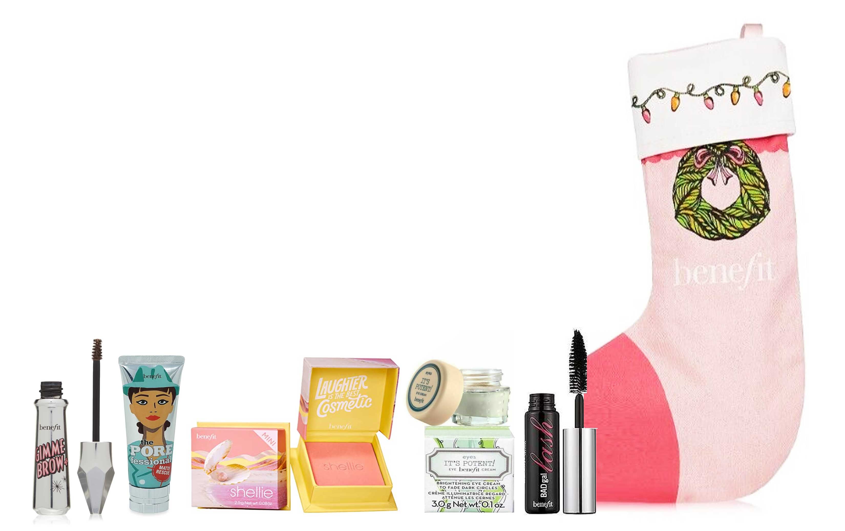 Benefit 6pc Face, Brow, Skin & Eye Set in Keepsake Christmas Stocking ...